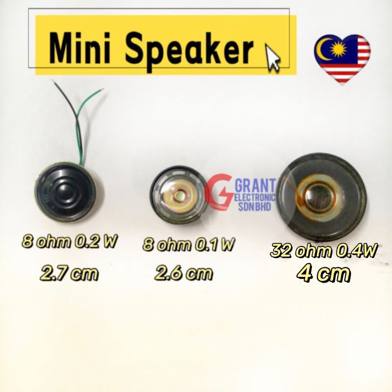 Mini Project Speaker 8ohm 0.1watt 8 ohm 0.2watt 4ohm 0.4watt | Shopee ...