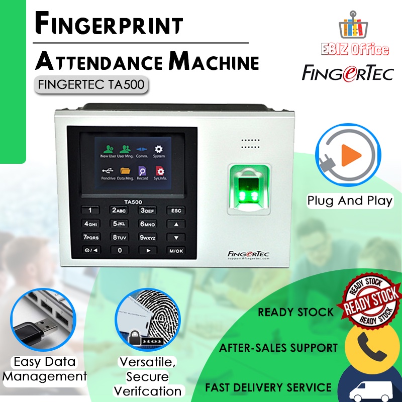 FingerTec TA500 Biometric Fingerprint Thumbprint Time Attendance Machine Fingerprint | Shopee ...
