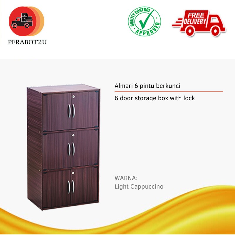 P2U Almari 6 Pintu / Almari Serbaguna BerKunci/ 6 Door Storage Box ...