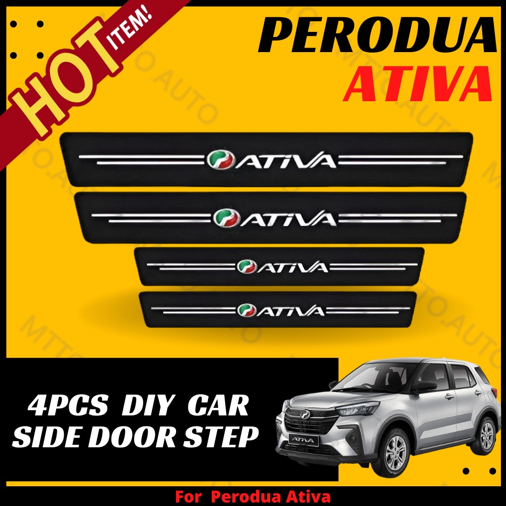 MTTO Perodua Ativa 4PCS DIY Carbon Fiber Car Side Door Step Protector ...