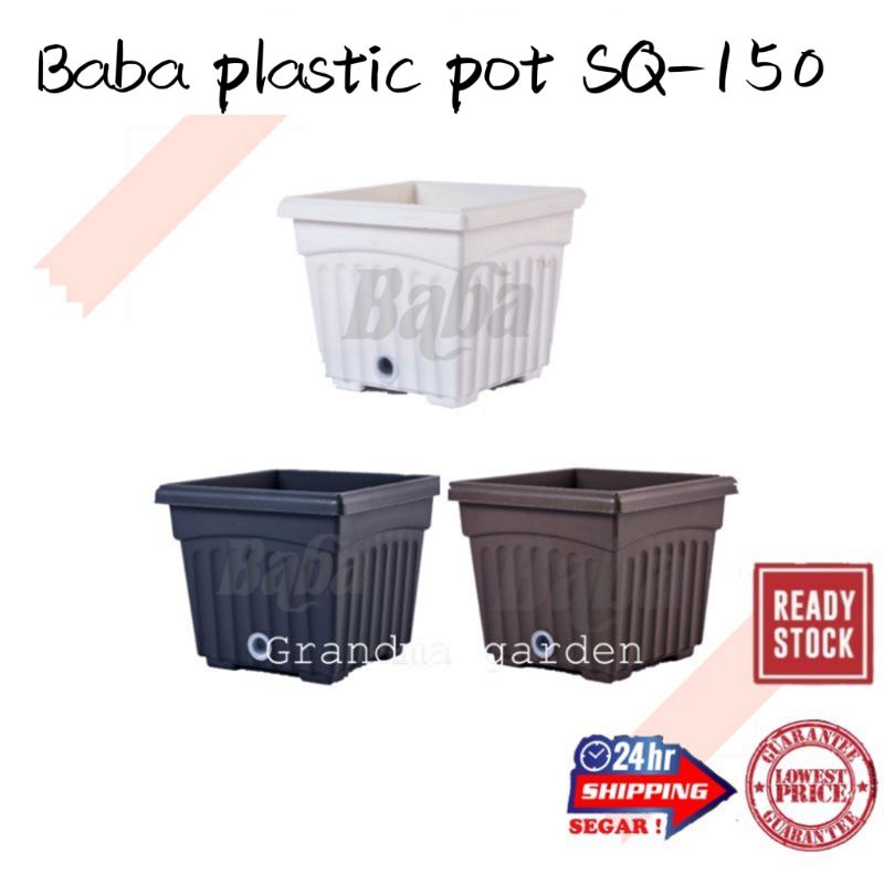 (GG baba) BABA plastic pot SQ-150 1 pc ^ pasu bunga plastik buatan ...