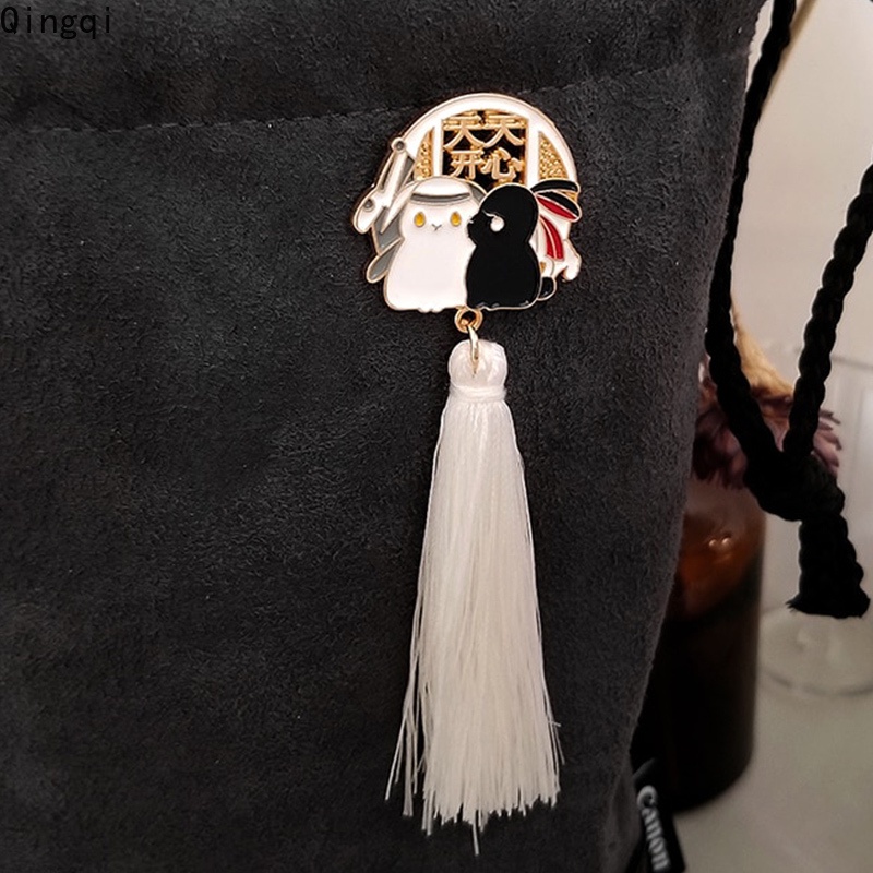The Untamed Enamel Pin Black White Rabbits Tassel Brooch Bag Clothes ...