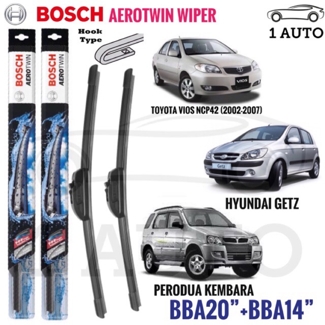 BOSCH AEROTWIN WIPER for TOYOTA VIOS 1ST GEN NCP42, KEMBARA, GETZ (20 ...