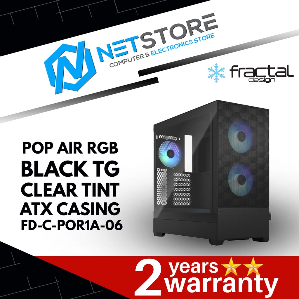 FRACTAL DESIGN POP AIR RGB BLACK TG CLEAR TINT ATX CASING - FD-C-POR1A ...