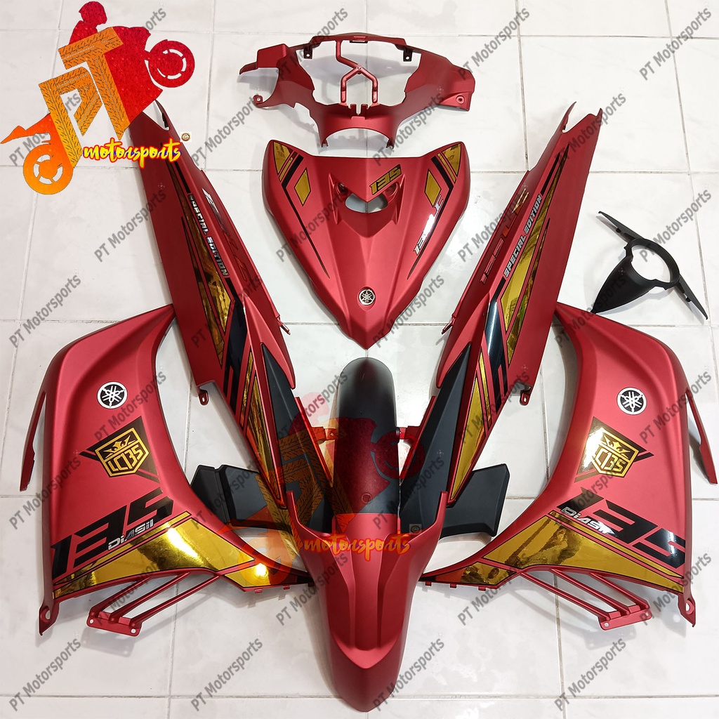 Yamaha LC 135 Matt Red Rm7 Cover Set Special Edition Sticker Black Gold ...