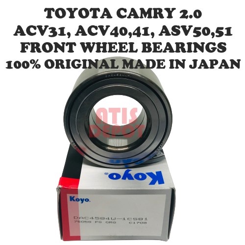 KOYO TOYOTA CAMRY 2.0 ACV31, ACV40,41, ASV50,51 100% ORIGINAL Made In JAPAN Front Wheel Bearing ...