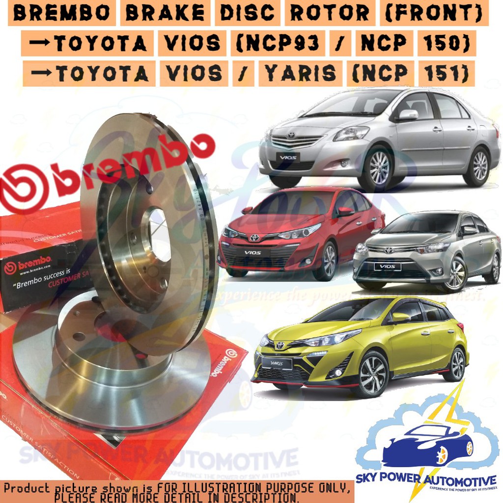 BREMBO TOYOTA VIOS (NCP93/NCP150/NCP151 G/S Spec) / TOYOTA YARIS ...