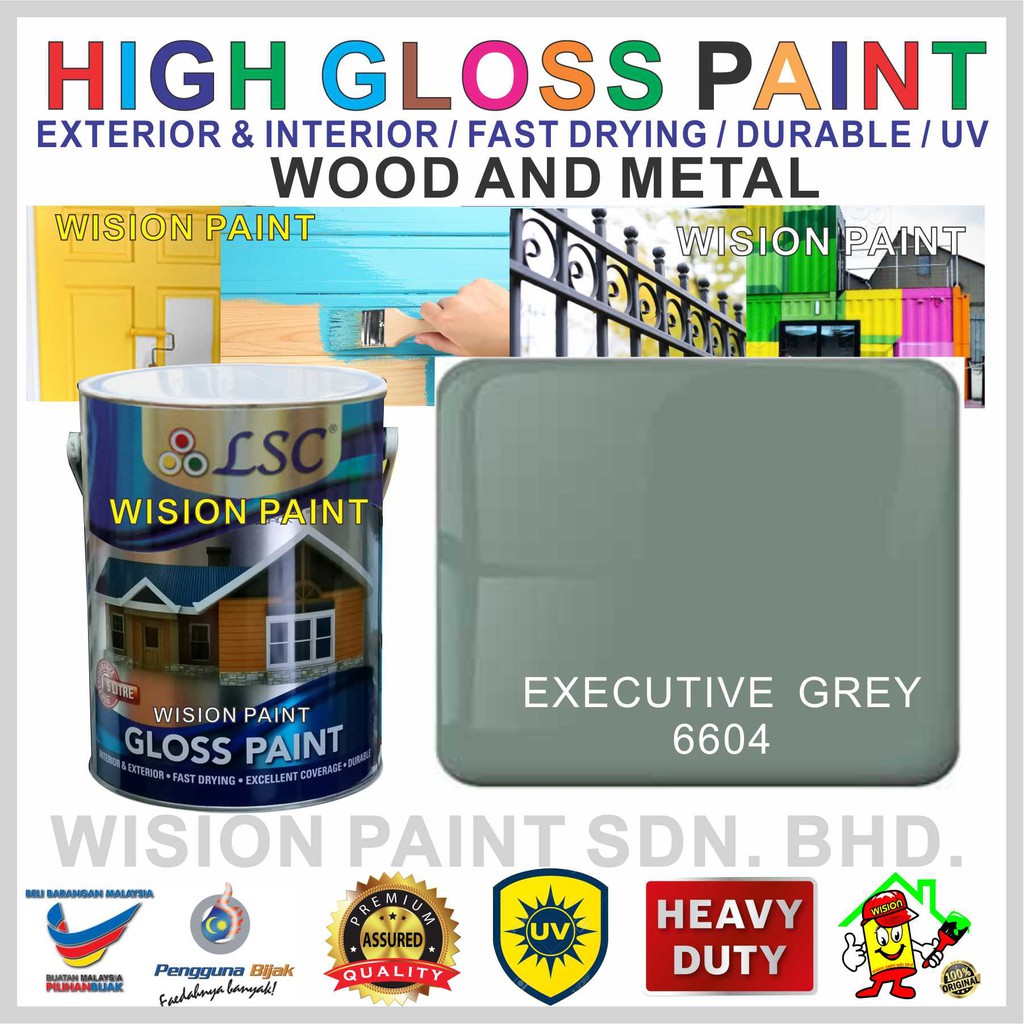 EXECUTIVE GREY 6604 ( 1L ) LSC HIGH GLOSS PAINT HEAVY DUTY PRODUCT WOOD ...