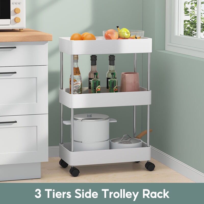3 tier storage trolley rack with wheel | Shopee Malaysia