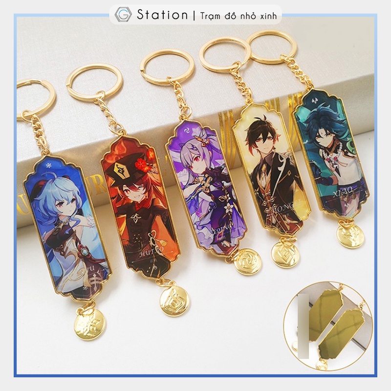 Genshin Impact Game Character Keychain Metal Card Yae Miko Ayaka Venti ...