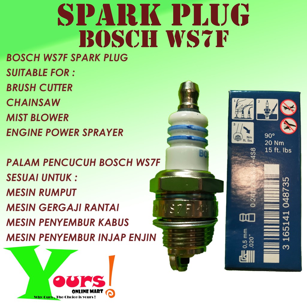 BOSCH WS7F SPARK PLUG \PALAM PENCUCUH BOSCH WS7F (BRUSH CUTTER ...