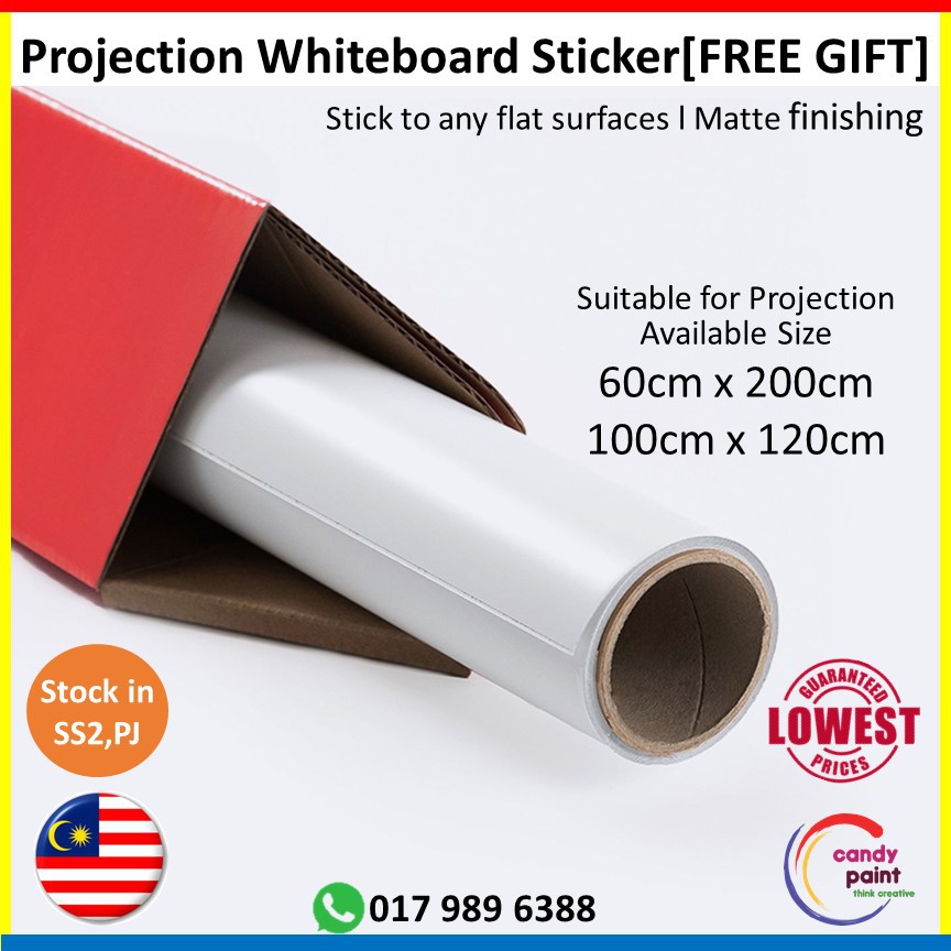 [PJ Ready Stock] Projection Whiteboard Sticker 60cmx200cm Whiteboard ...
