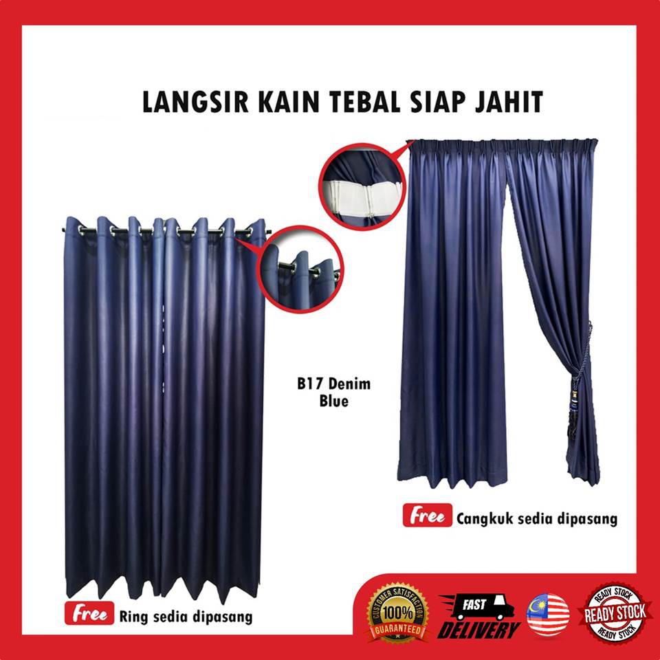 95% Blackout Ready Curtain !!! Langsir Kain Tebal Siap Jahit ( Free ...