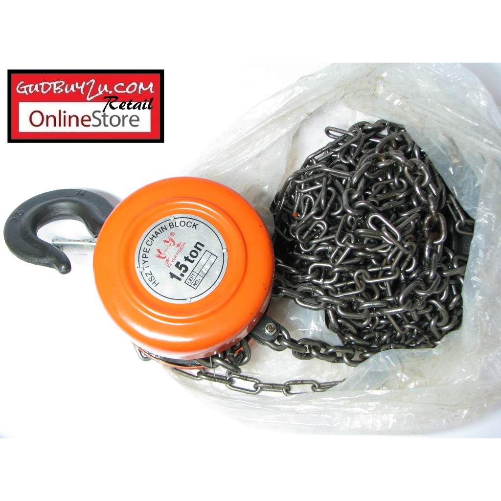 Heavy Duty Chain Hoist Chain Block – 1.5 Ton X 3M (1,500KG - 3M Chain ...