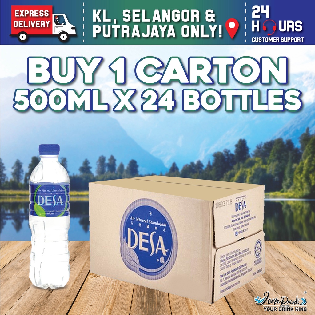 BUNDLE OF 1 CARTON : DESA MINERAL WATER 500ML x 24 BOTTLES | Shopee Malaysia