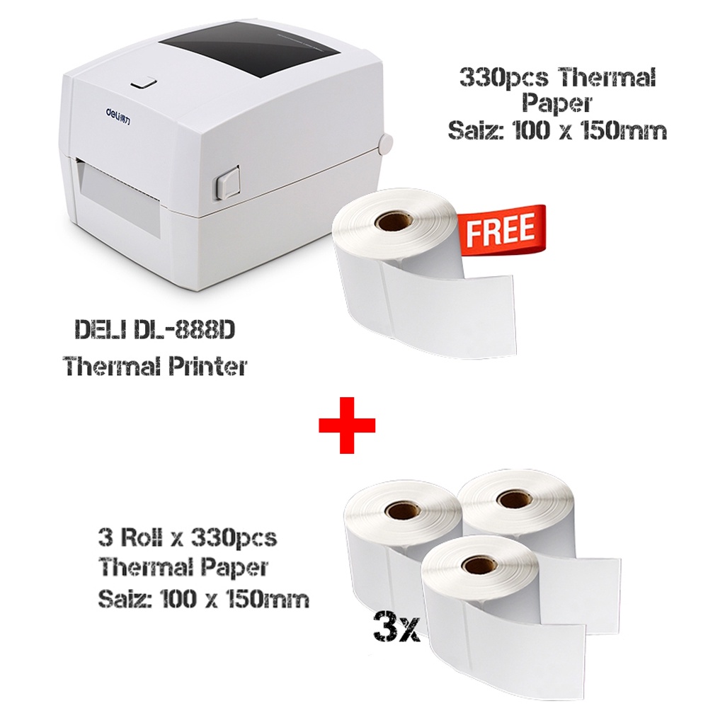 DELI DL-888D THERMAL BARCODE PRINTER 20-108MM LABEL PRINTER SHIPPING ...