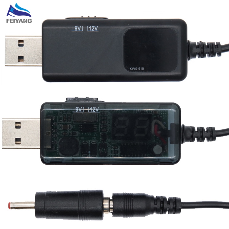 USB To DC Boost Converter Cable 5V to 9V 12V Adjustable Voltage Volt Led Display Transformer DC ...