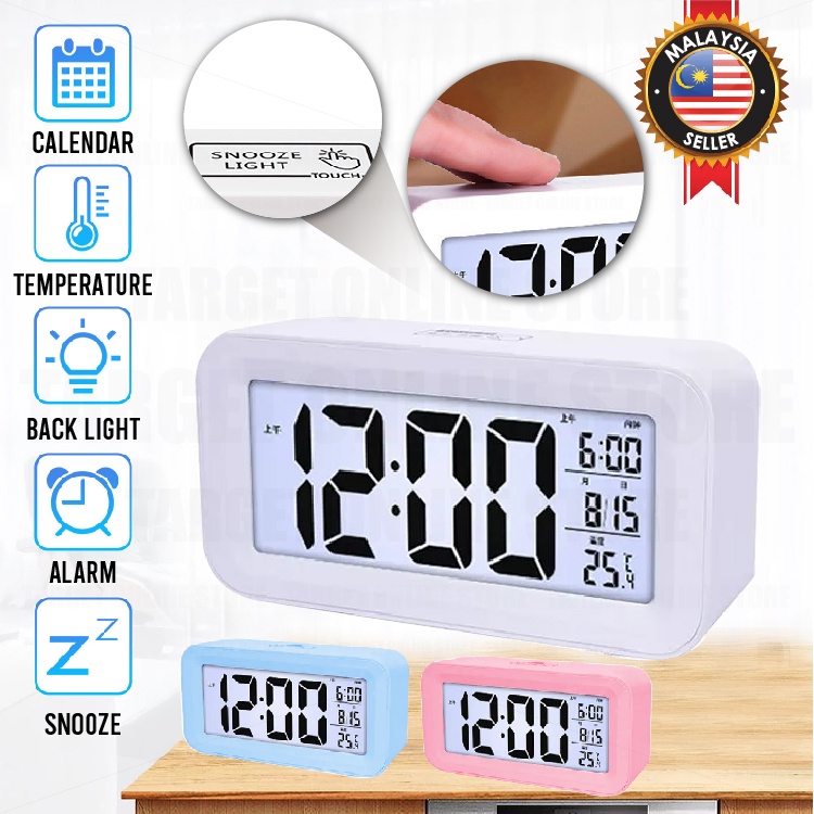 Digital Alarm Clocks Snooze with LED Night Light Temperature Calendar ...