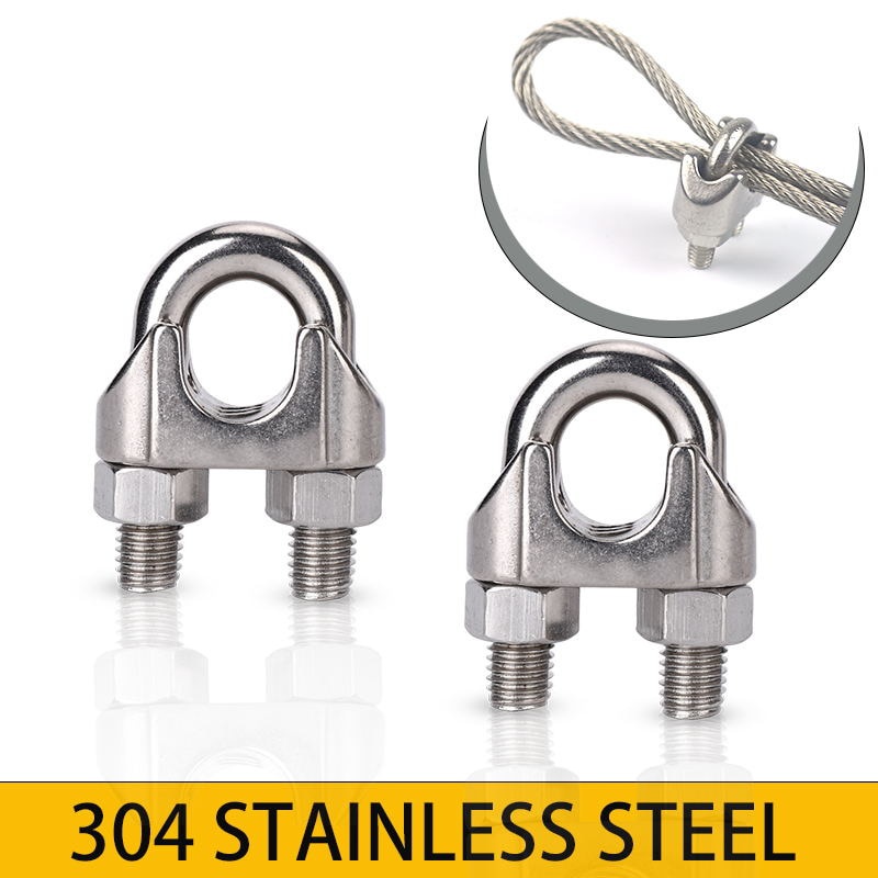 stainless steel M2 to M10 silver cable wire rope clamp rigging hardware ...