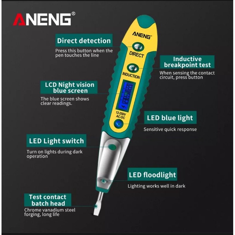 Aneng Test Pen digital screwdriver testing pemutar skru pen penguji ...