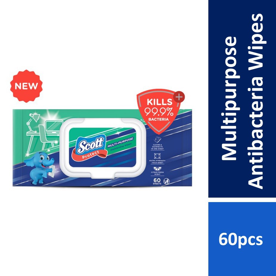 Scott Protect Multipurpose Antibacteria Wipes 60s | Shopee Malaysia