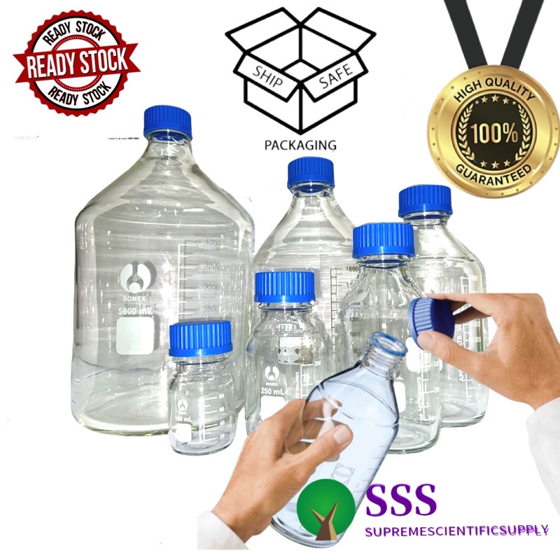 🔥Lab Bottle/Botol Makmal🔥Borosilicate Glass(BOMEX) (100ml,250ml,500ml ...