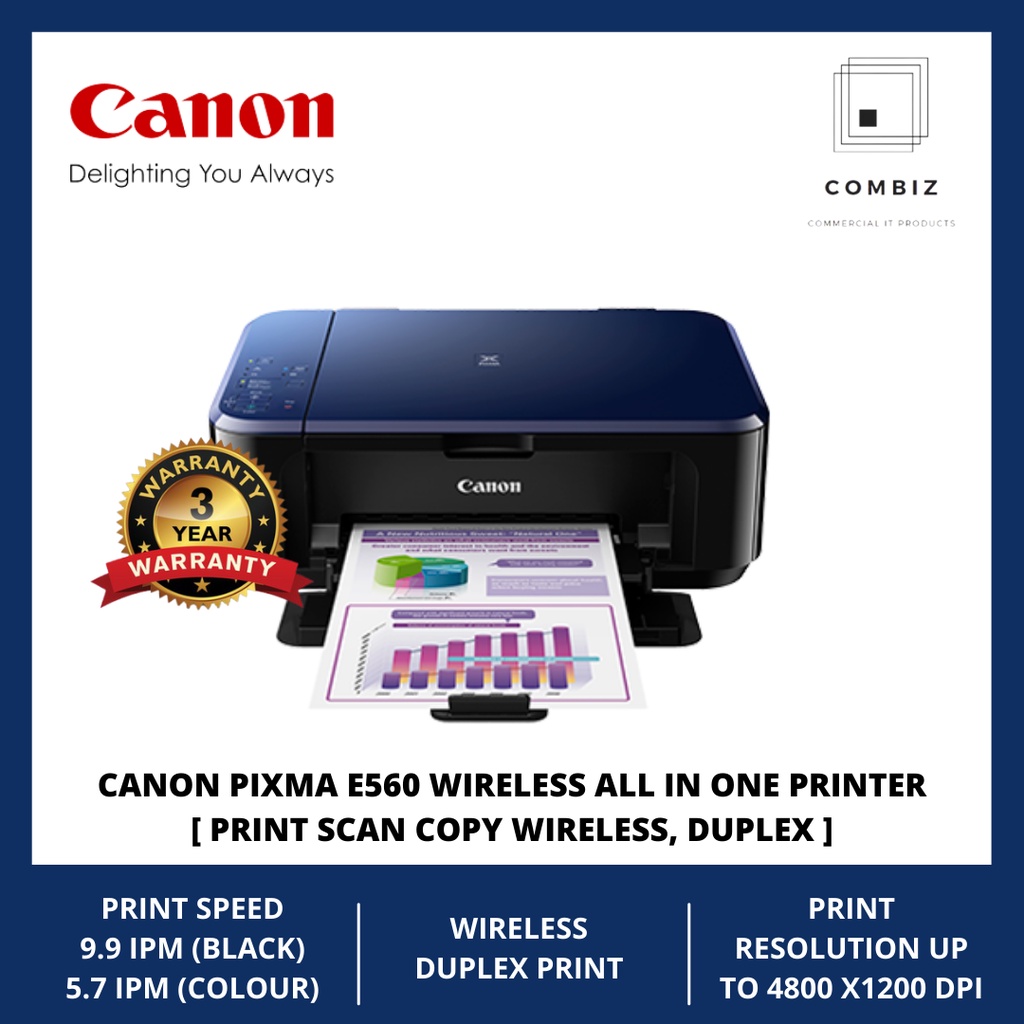 CANON PIXMA E560 WIRELESS ALL IN ONE PRINTER [ PRINT SCAN COPY WIRELESS ...