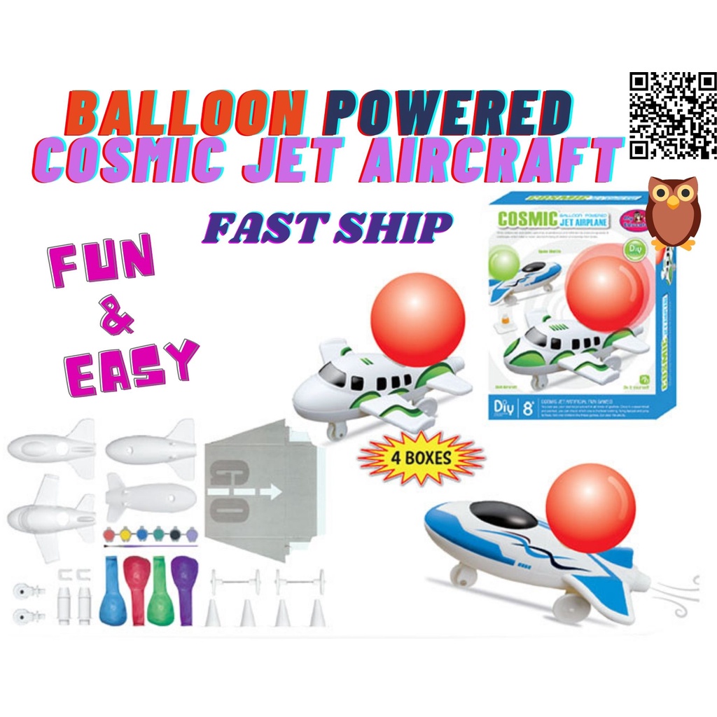 4 kotak- Daya Balloon Powered Cosmic Jet Aircraft Kit Eksperimen Sains ...