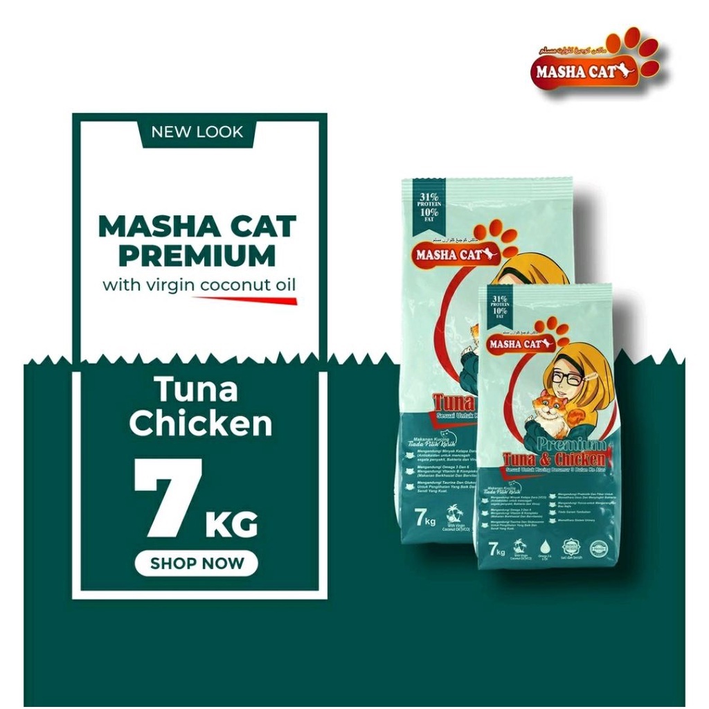 New Premium Masha Cat Food 7KG TUNA & CHICKEN ORIGINAL PACK | Shopee ...