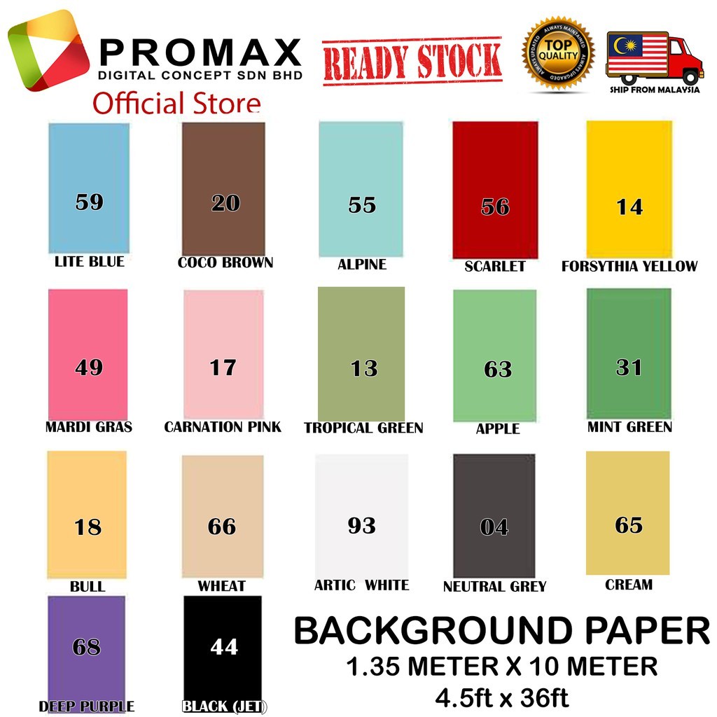 Photographic Studio Seamless Background Paper 1.35x10m (4.5x30 ft) 3kg ...