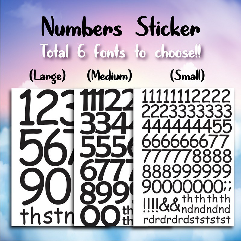 Numbers Sticker for Bobo Balloon / Transparent Balloon (6 fonts to ...