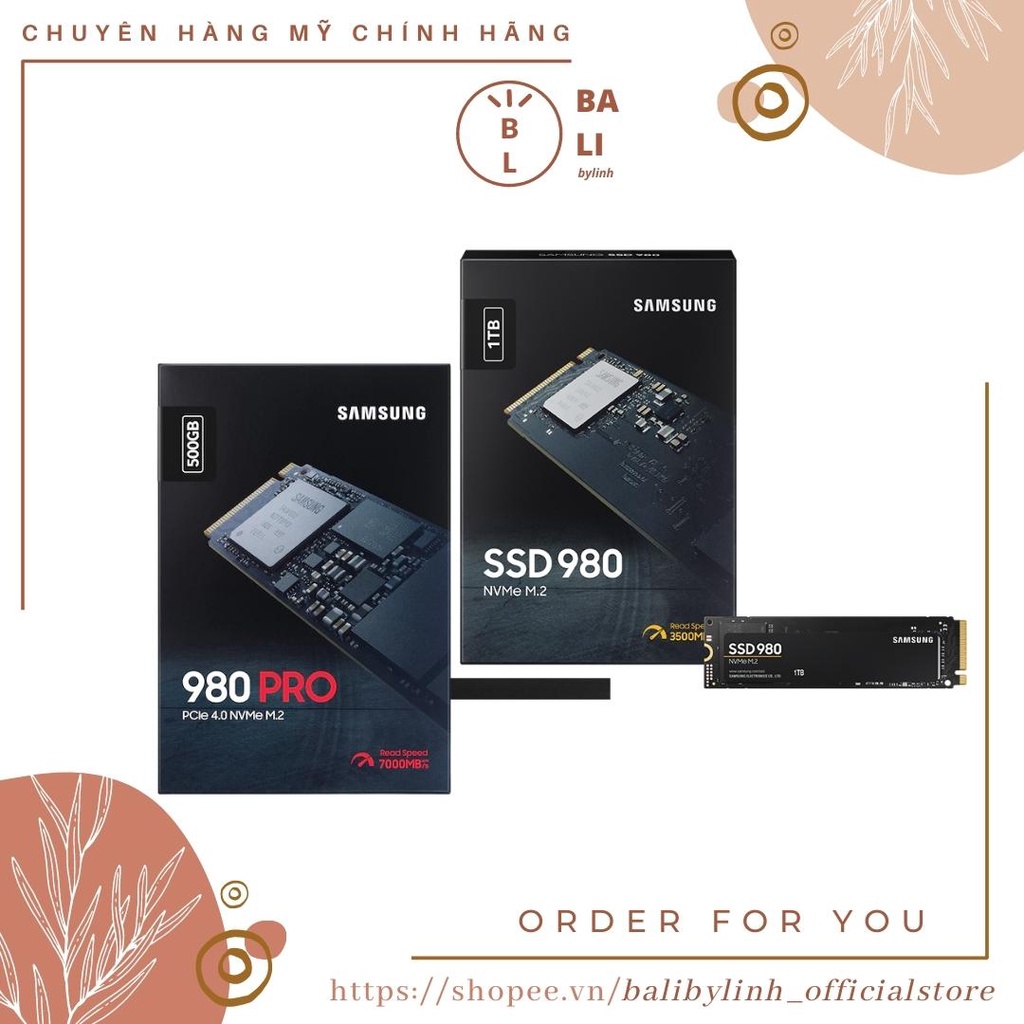Samsung 980 PRO 500GB PCIe Gen 4.0 x4 NVMe SSD, Samsung 980 1TB SSD ...