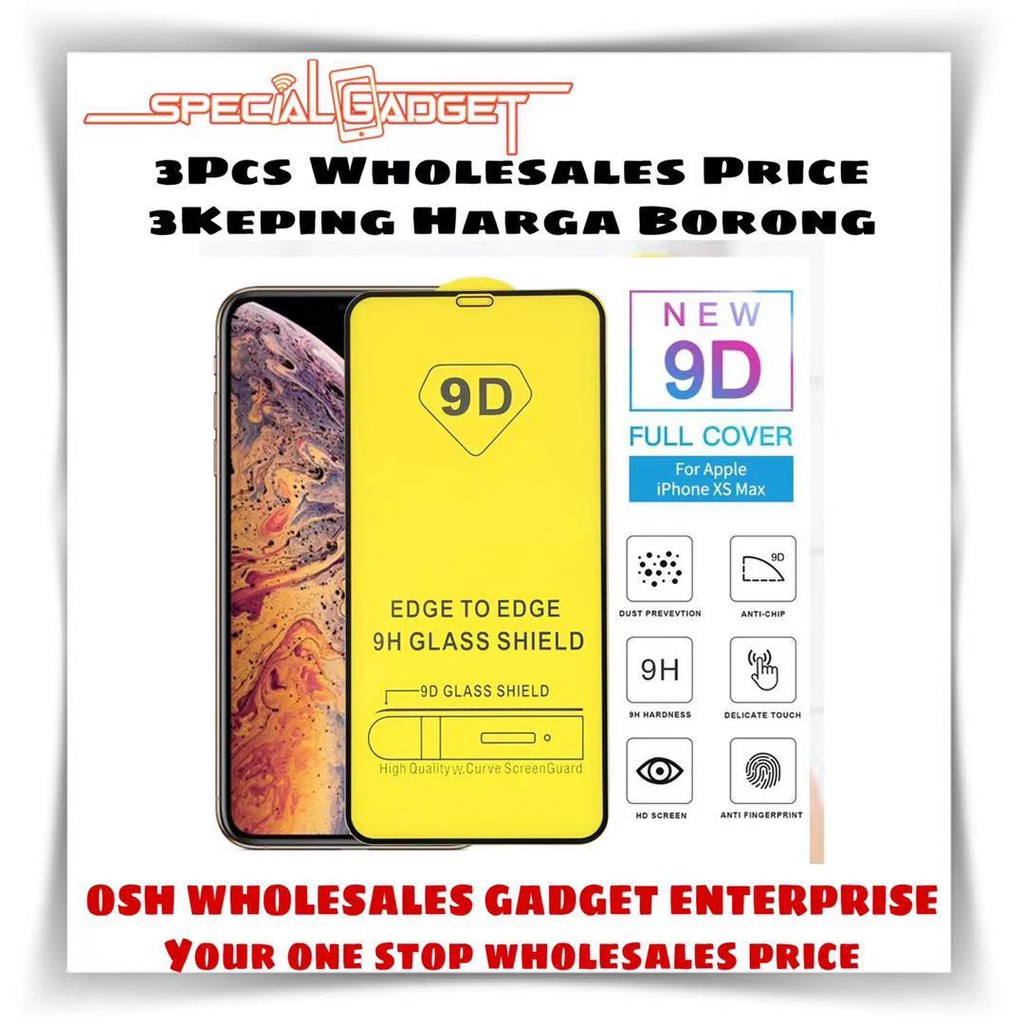 3pcs Wholesales 9d Full Tempered Glass Iphone X Xs Xr 11 12 13 14 Pro