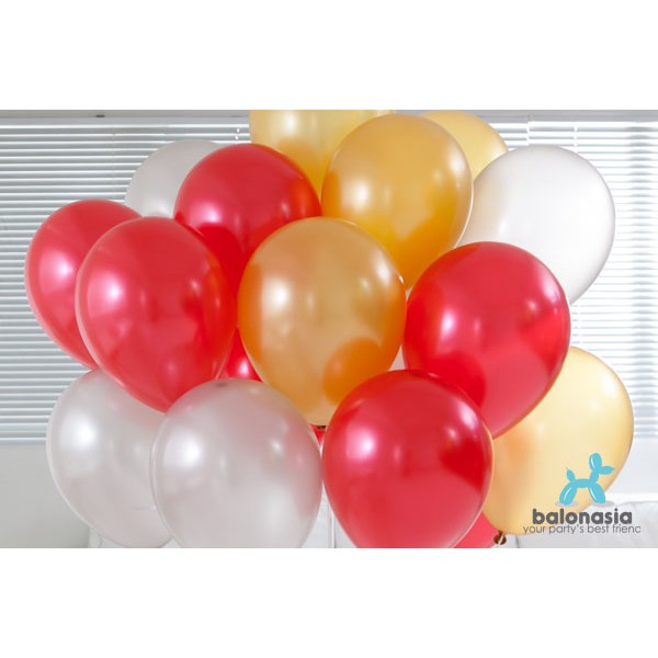 MERAH Mixed Metallic Latex Balloons 30 pcs (gold, silver, red) | Shopee ...