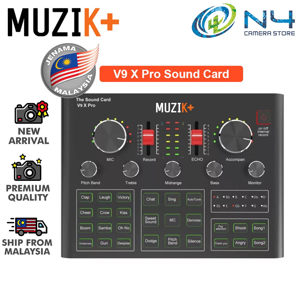 MUZIK+ V9X PRO / V8X PRO / V8 Sound Card Audio Set Interface External ...