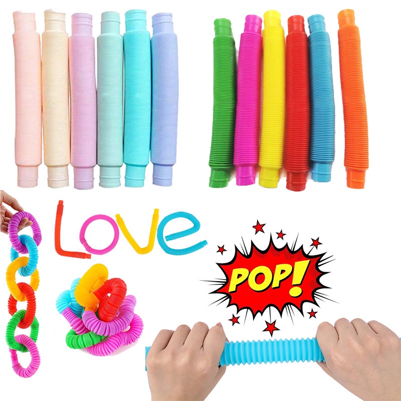 Macaron color Pop Tubes Sensory Fidget Toy for Autistic Children and ...