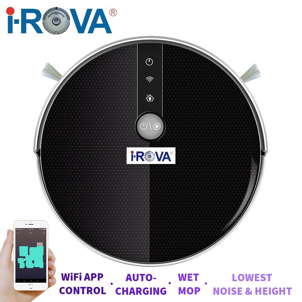 IROVA C30B Auto Charging WiFi Robot Vacuum Cleaner w/ Microfiber Cloth ...