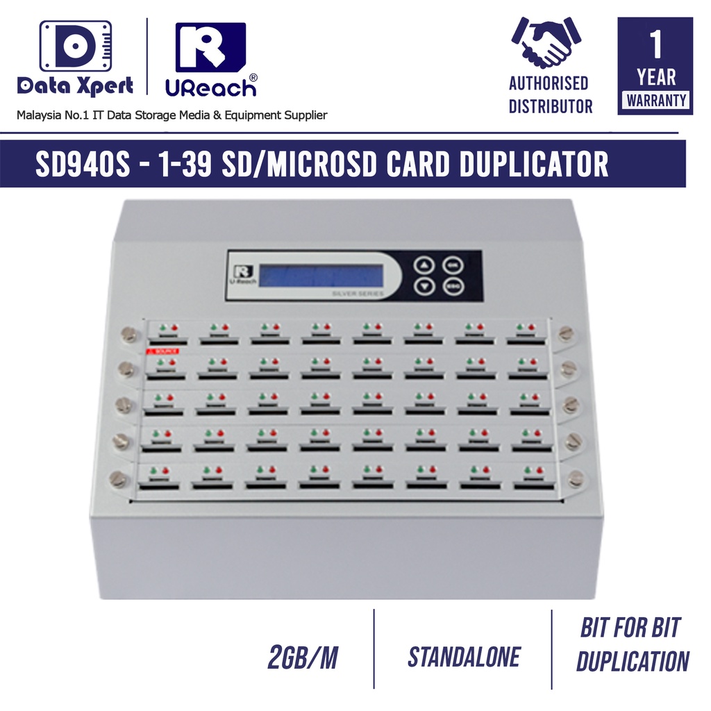 U-REACH SD940S 1 to 39 SD/MicroSD Card Duplicator and Sanitizer ...