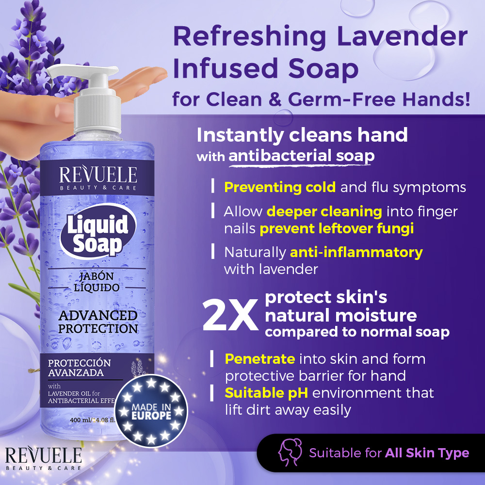 REVUELE Lavender Liquid Soap, Hand Wash, Kill 90% of Germ, PH gentle ...
