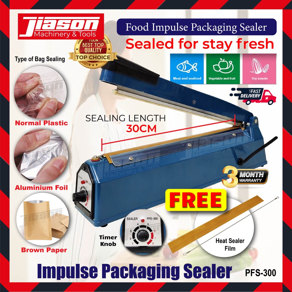 PFS-300 / PFS300 30CM Impulse Packaging Sealer w/ FOC Heat Sealer Film ...