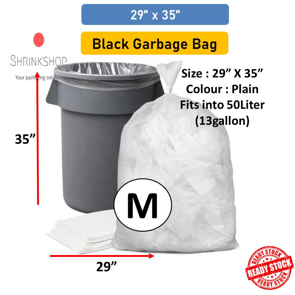 10/50 Pcs Plain Trash Bag 29" x 35" Transparent Large Size Rubbish ...