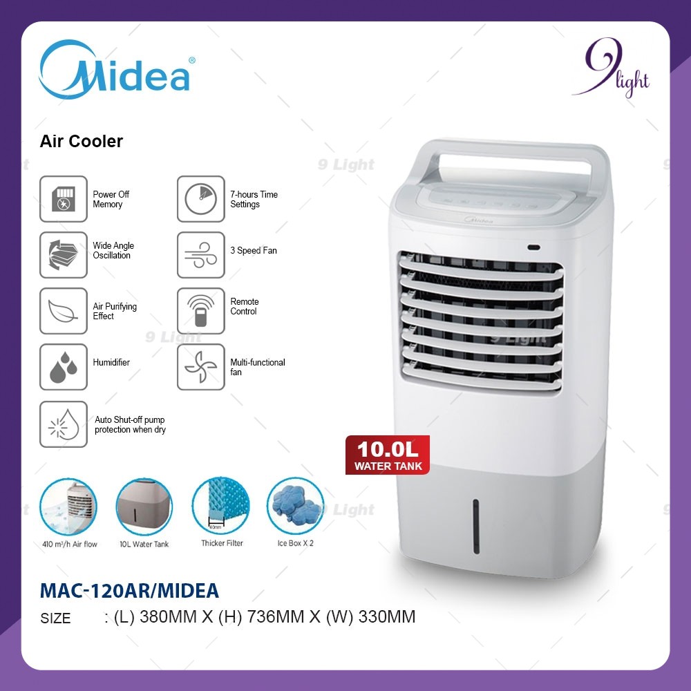 MIDEA MAC-120AR 10L AIR COOLER WITH IONIZER & HUMIDIFIER | Shopee Malaysia