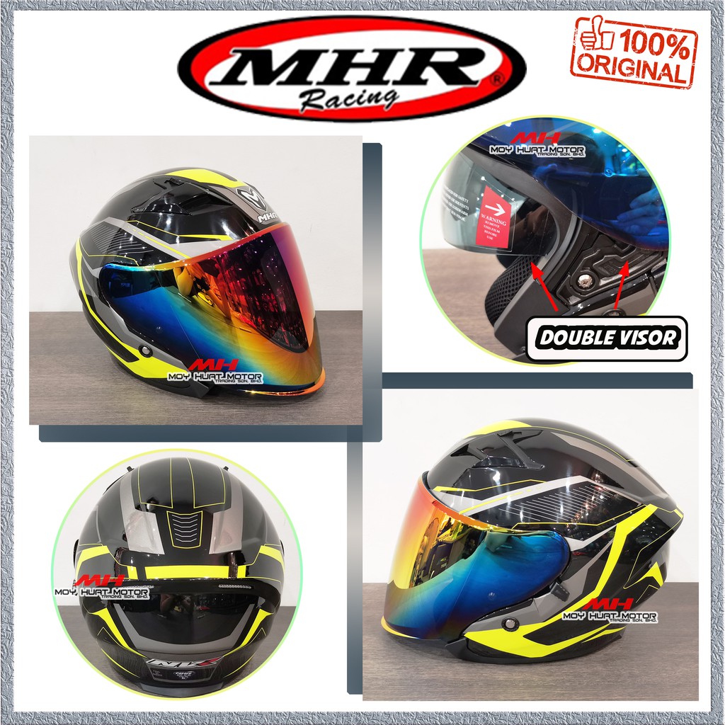 ORIGINAL Helmet MHR NVR Double Visor 🕶 / MHR NVR TRANZ BLACK YELLOW ...
