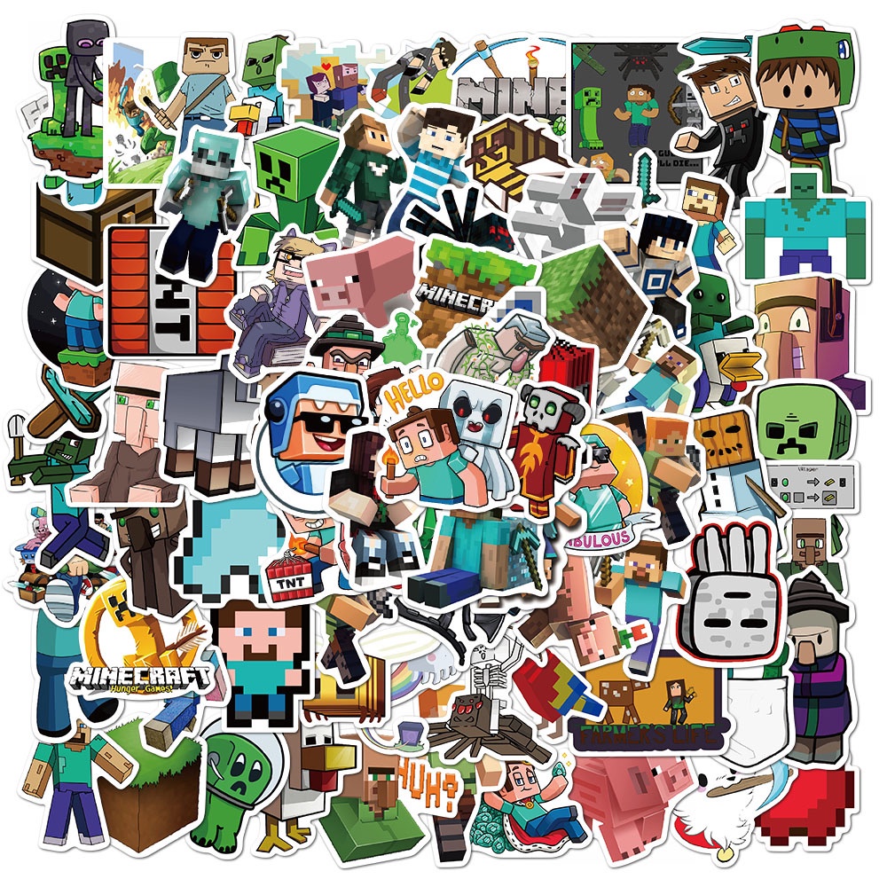 100/50PCS Minecraft Stickers Decals Video Game Theme Funny Stickers for ...