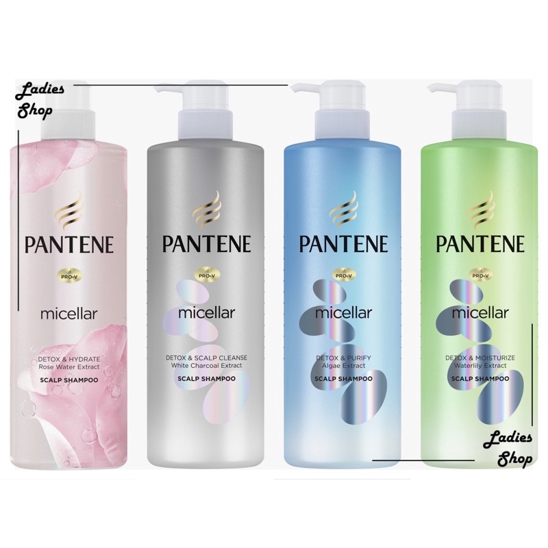 Pantene Shampoo 530ml Micellar Rosewater Detox Hydrate Scalp Cleanse ...
