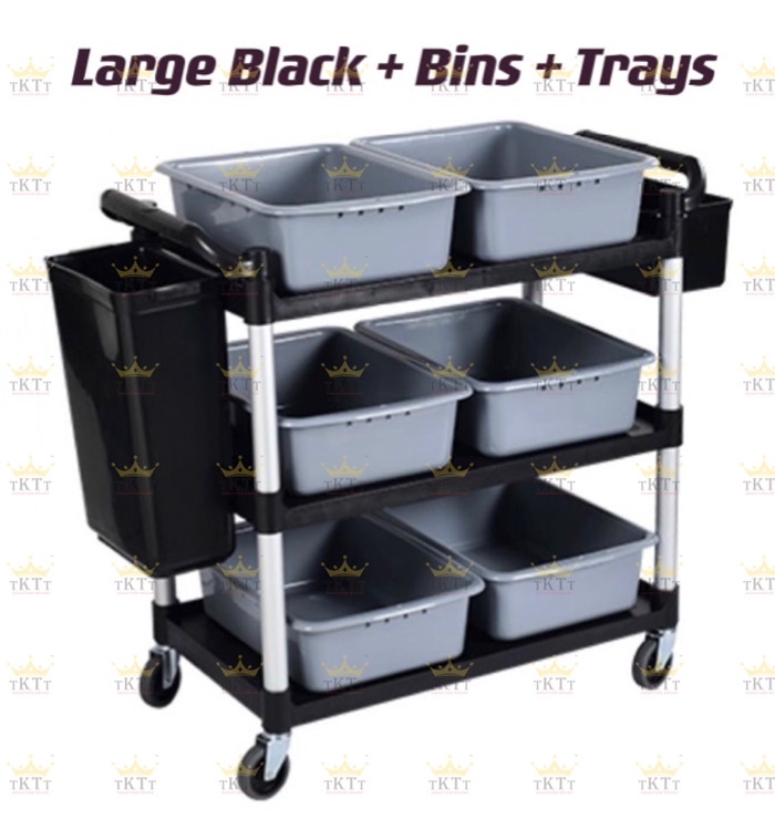 TKTT ™️ 3 Tiers Plastic Multifunctional Cart Food Court Trolley ...
