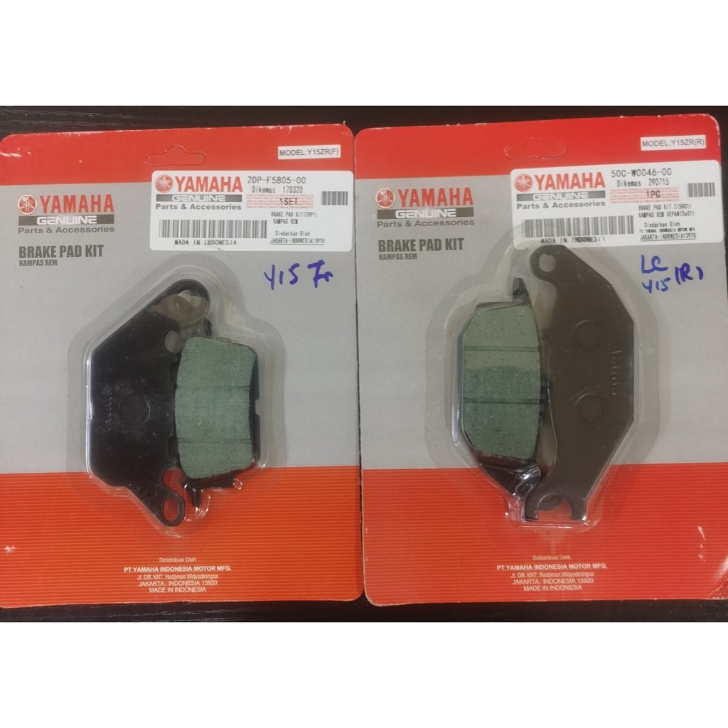 YAMAHA Y15 Front Rear Brake Pad LC5S Rear -ORIGINAL INDONESIA | Shopee ...
