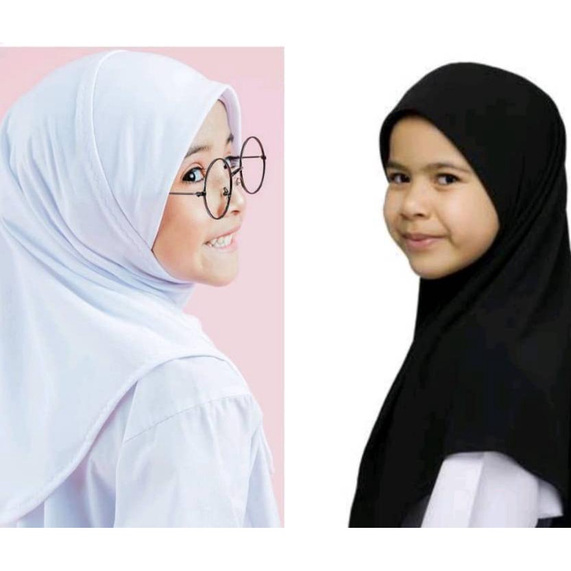 Tudung Budak Sekolah Putih Dan Hitam Tidak Bergetah Shopee Malaysia