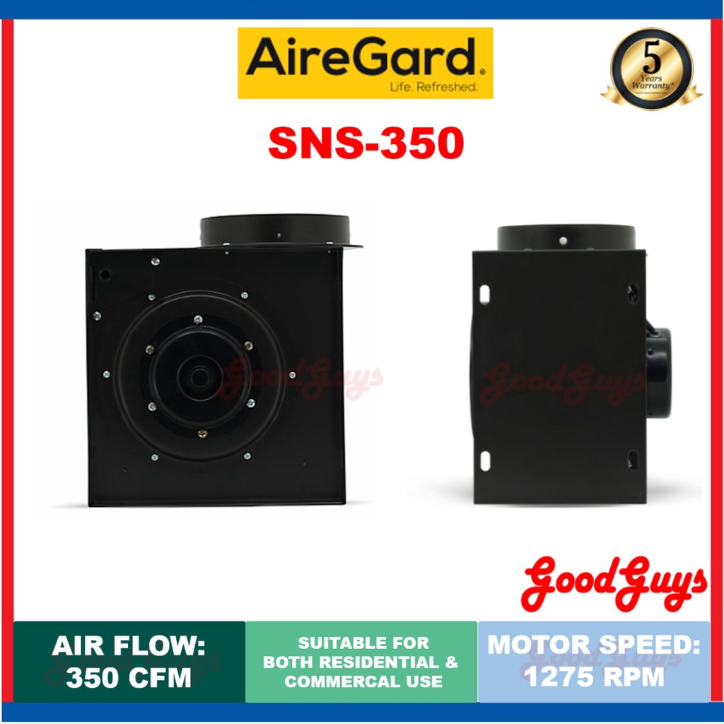 AireGard SNS-350 Air Ventilation Exhaust Fan In-Line 48dB 6" / 6 Inches - SNS350 | Shopee Malaysia