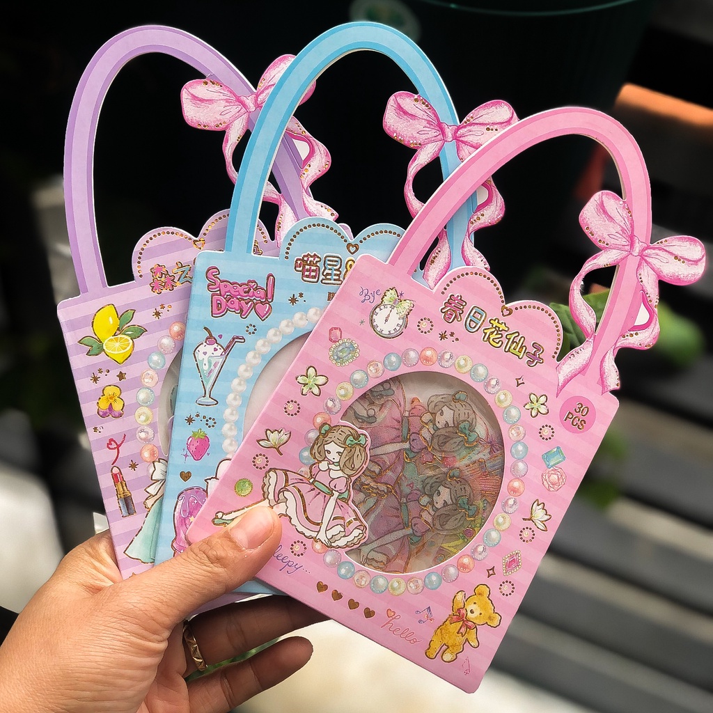 Cute Sticker Handbag Form, Transparent Decoration, 30 Sheets, Gold ...